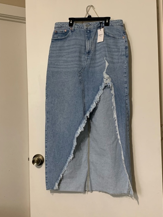 Forever 21 | Skirts | Forever 2 Light Blue Denim Maxi Skirt With Front ...